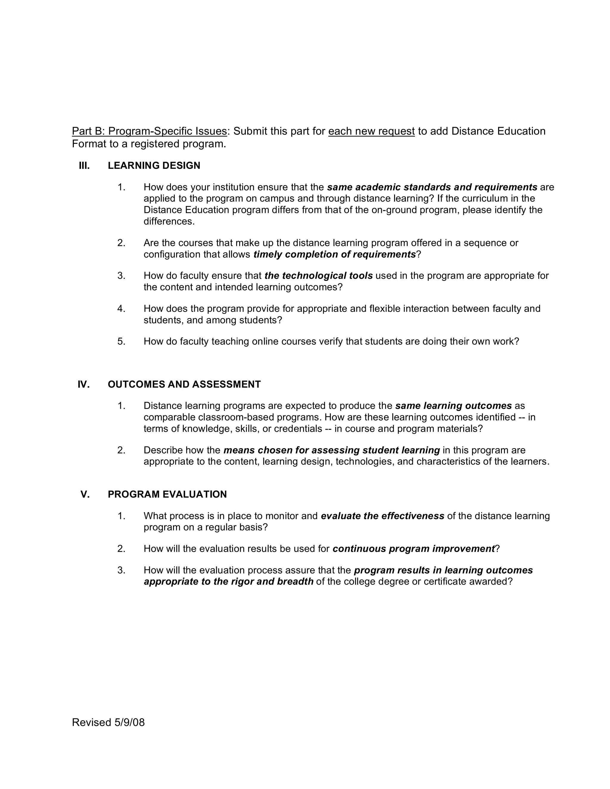 SED Application for Addition of the Distance Education Format to a ...