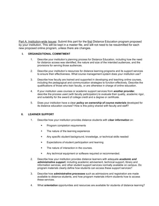 SED Application for Addition of the Distance Education Format to a ...