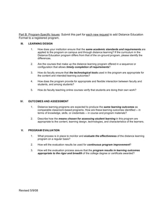 SED Application for Addition of the Distance Education Format to a ...