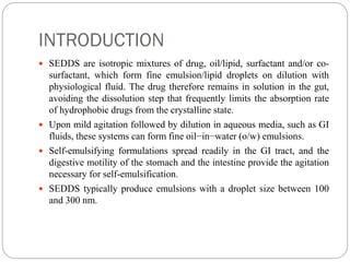 Sedds (self emulsifying drug delivery system) | PDF