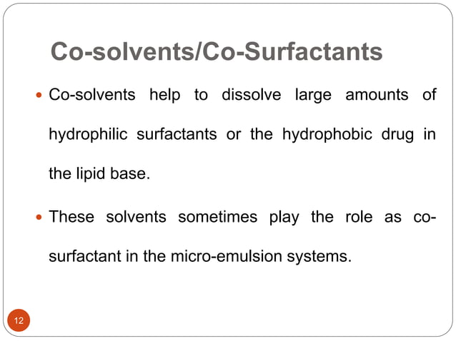 Self Emulsifying Drug Delivery System (SEDDS) | PPTX | Chemistry | Science