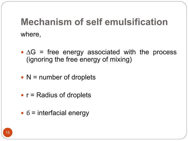 Self Emulsifying Drug Delivery System (SEDDS) | PPTX | Chemistry | Science