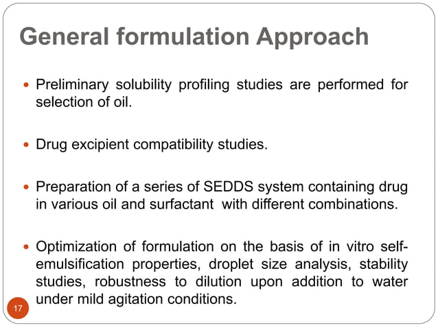 Self Emulsifying Drug Delivery System (SEDDS) | PPTX | Chemistry | Science