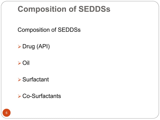 Self Emulsifying Drug Delivery System (SEDDS) | PPTX | Chemistry | Science