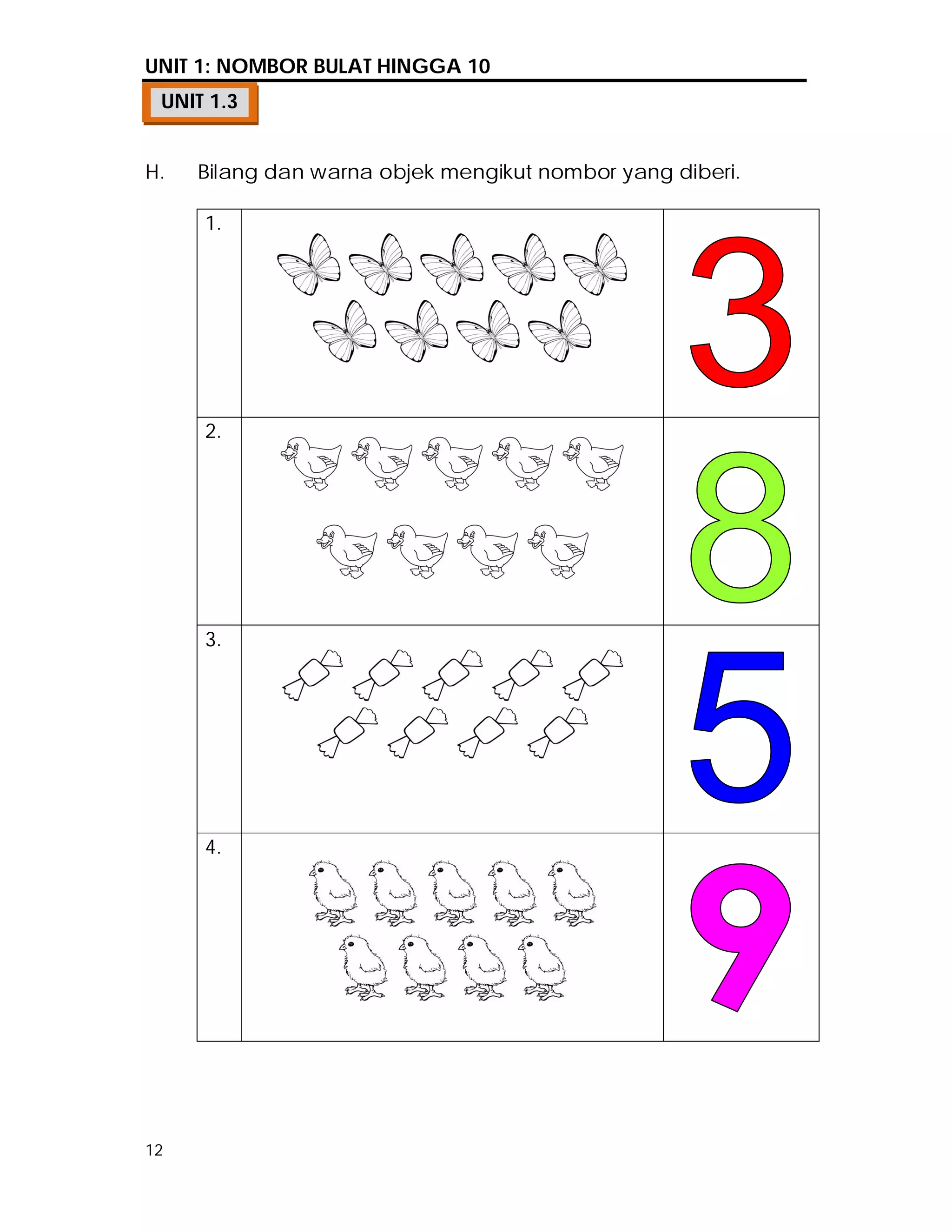 Modul Numerasi Murid Tahun 1-Nombor Bulat Hingga 10 | PDF