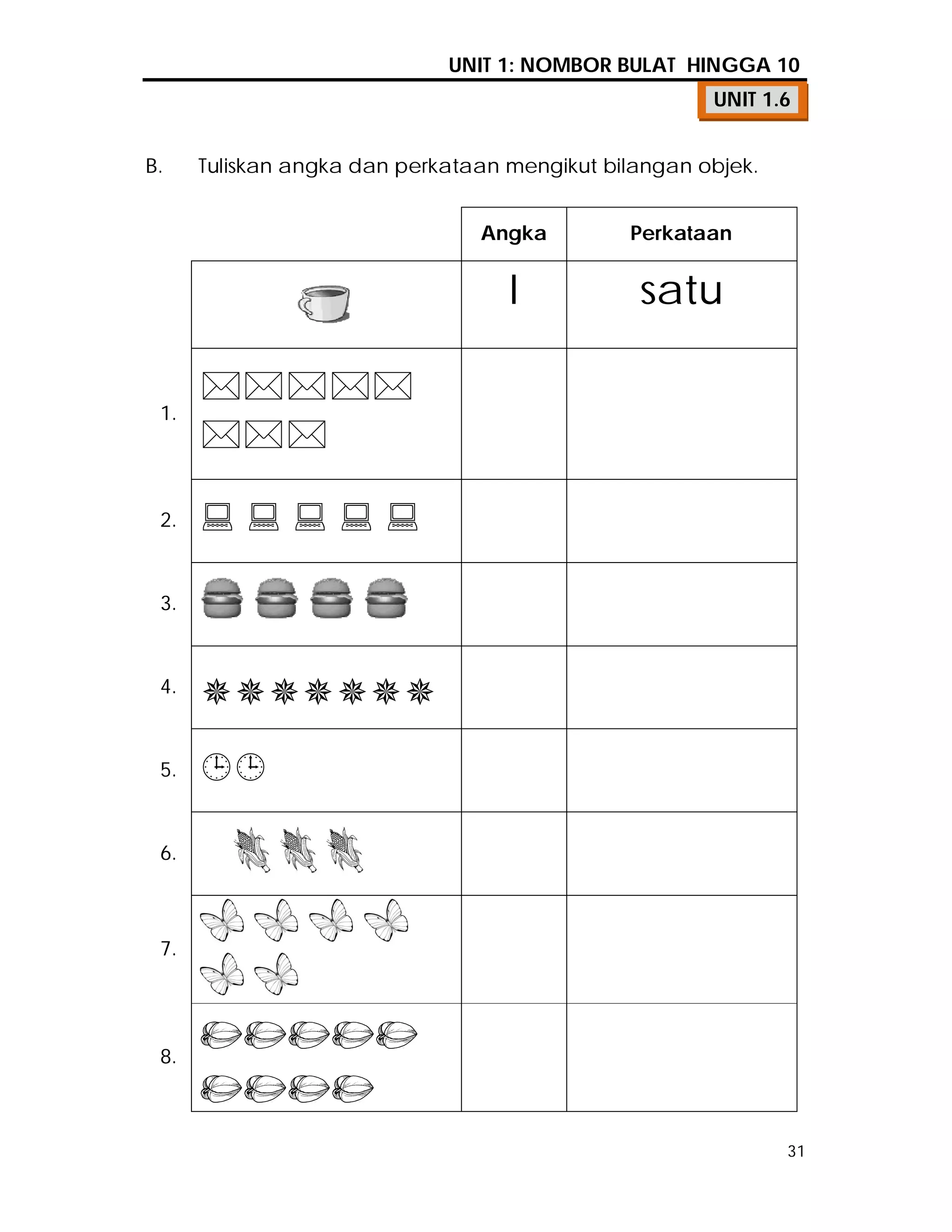 Modul Numerasi Murid Tahun 1-Nombor Bulat Hingga 10 | PDF