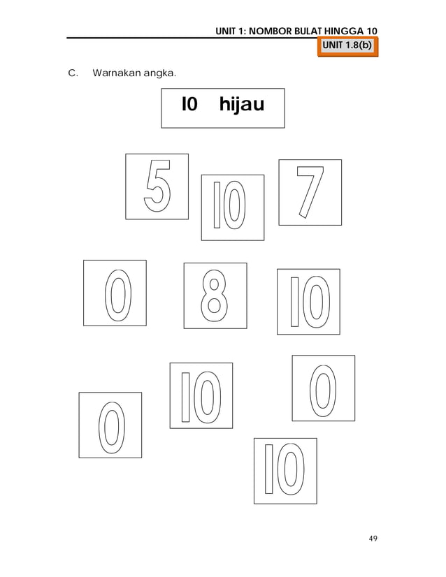 Modul Numerasi Murid Tahun 1-Nombor Bulat Hingga 10 | PDF