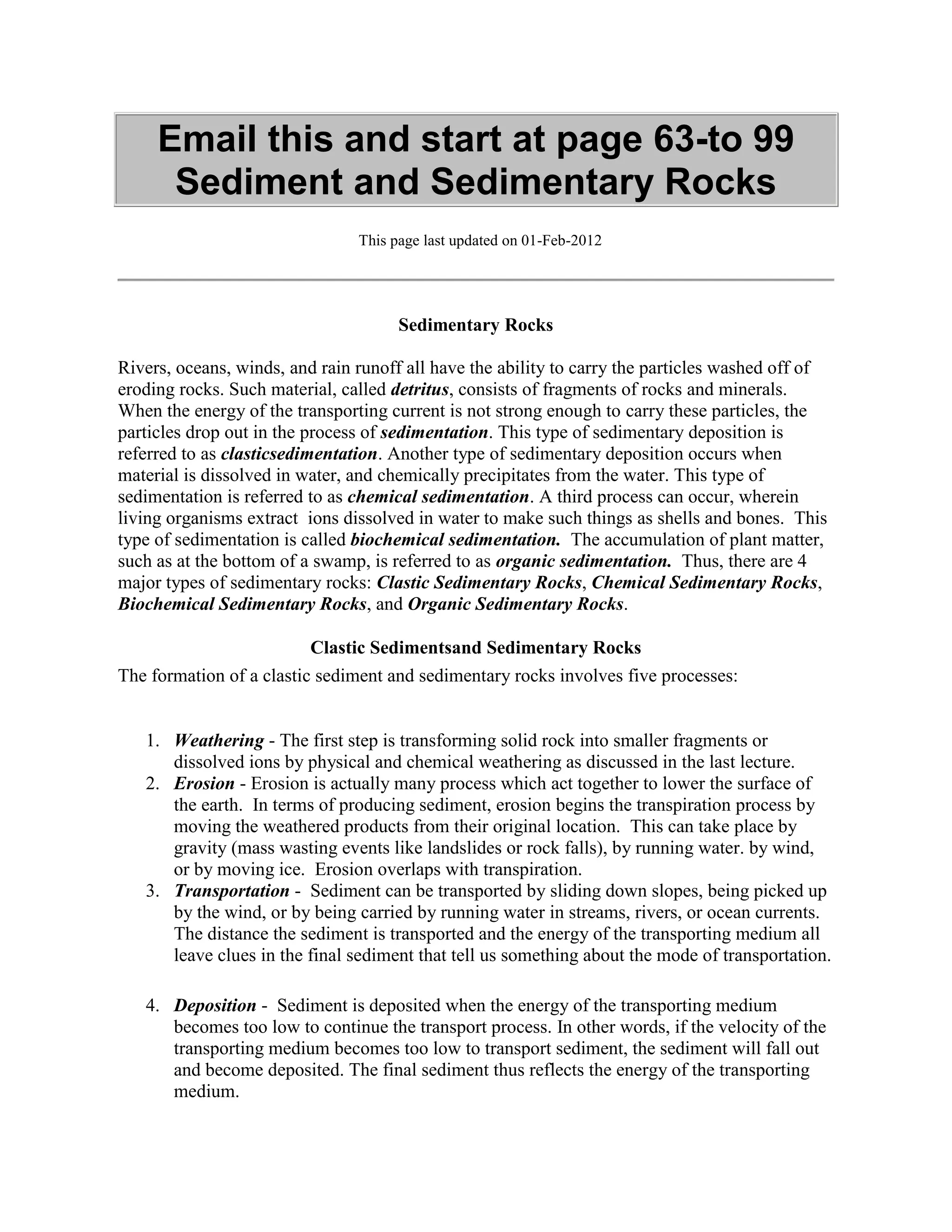 Sediment and sedimentary rocksssssssssssssssssssssss begin here | DOCX
