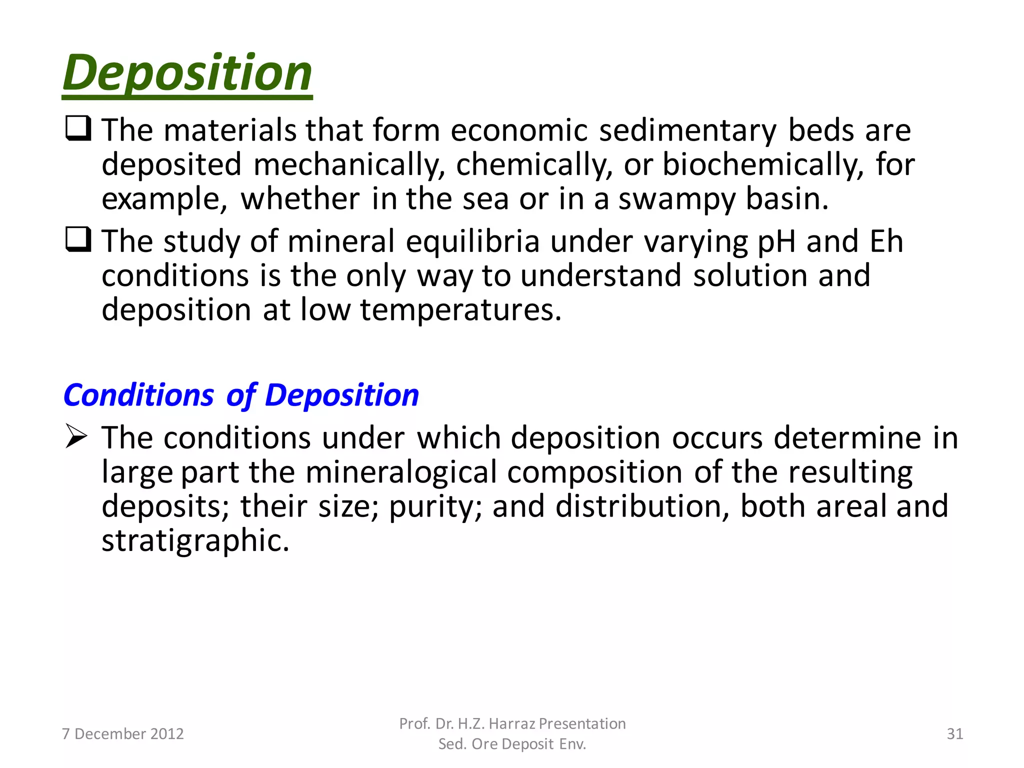 Sedimentary ore deposit environments | PDF