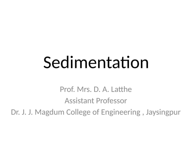 Sedimentation ( Settling ) Defination, Types, Design | PPTX | Chemistry ...