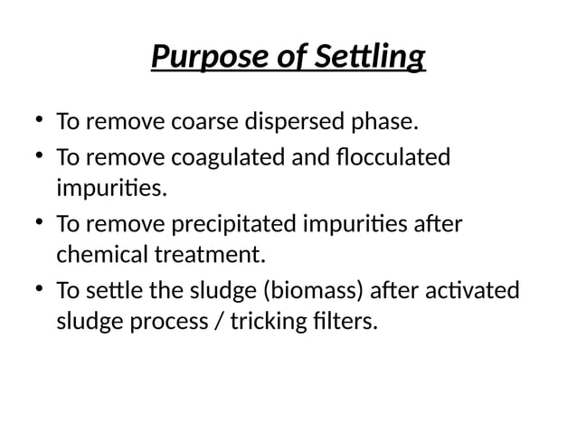 Sedimentation ( Settling ) Defination, Types, Design | PPTX | Chemistry ...