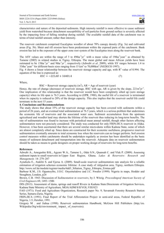 Sedimentation assessment of a small reservoir at afaka forest reserve ...