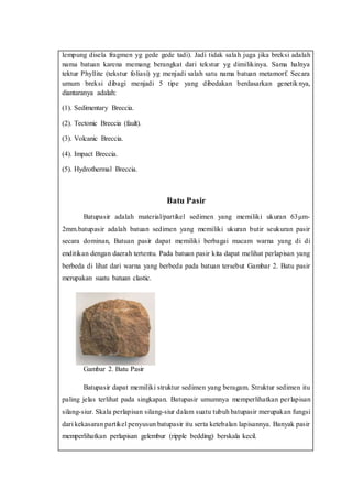 Resume batu conglomerate, breksi, sandstone, dan mudstone | DOCX