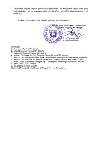 SE Disnakertrans DKI THR 2021 | PDF