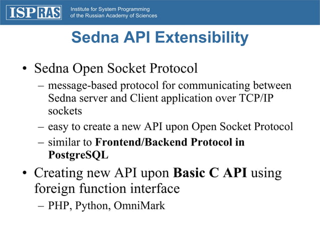 Architecture Of Native Xml Database Sedna Ppt