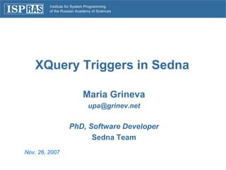 XQuery Triggers in Native XML Database Sedna | PPT