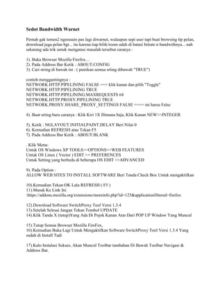 Sedot bandwidth warnet | DOCX