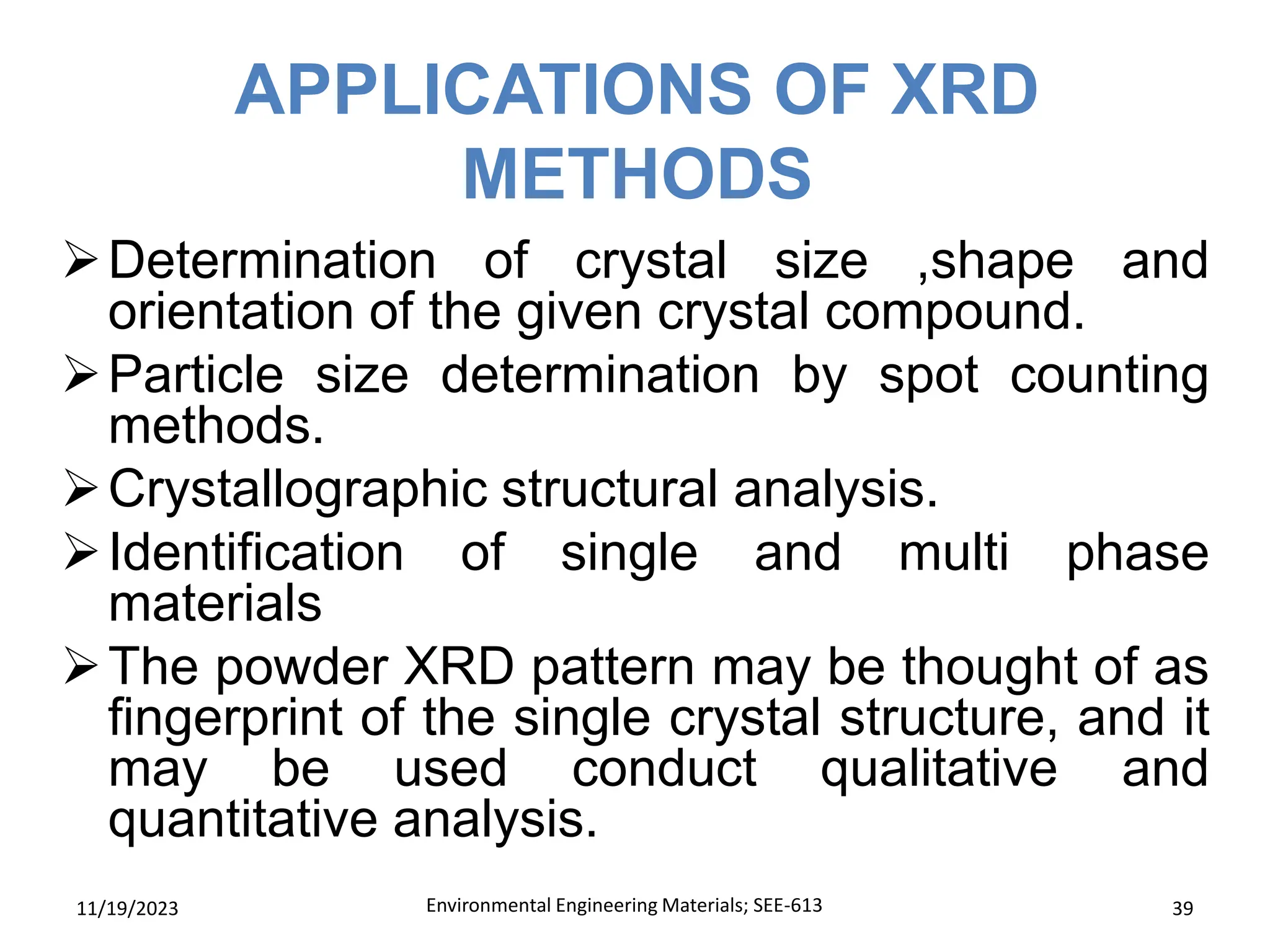 X-ray Diffraction (XRD) Technique Presentation | PDF