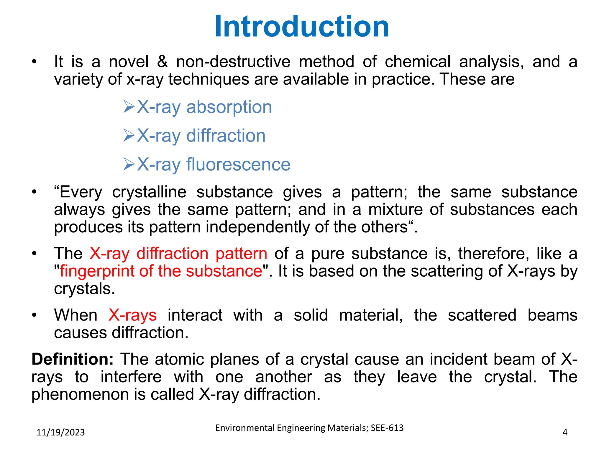 X-ray Diffraction (XRD) Technique Presentation | PDF