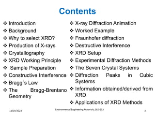 X-ray Diffraction (XRD) Technique Presentation | PDF | Chemistry | Science