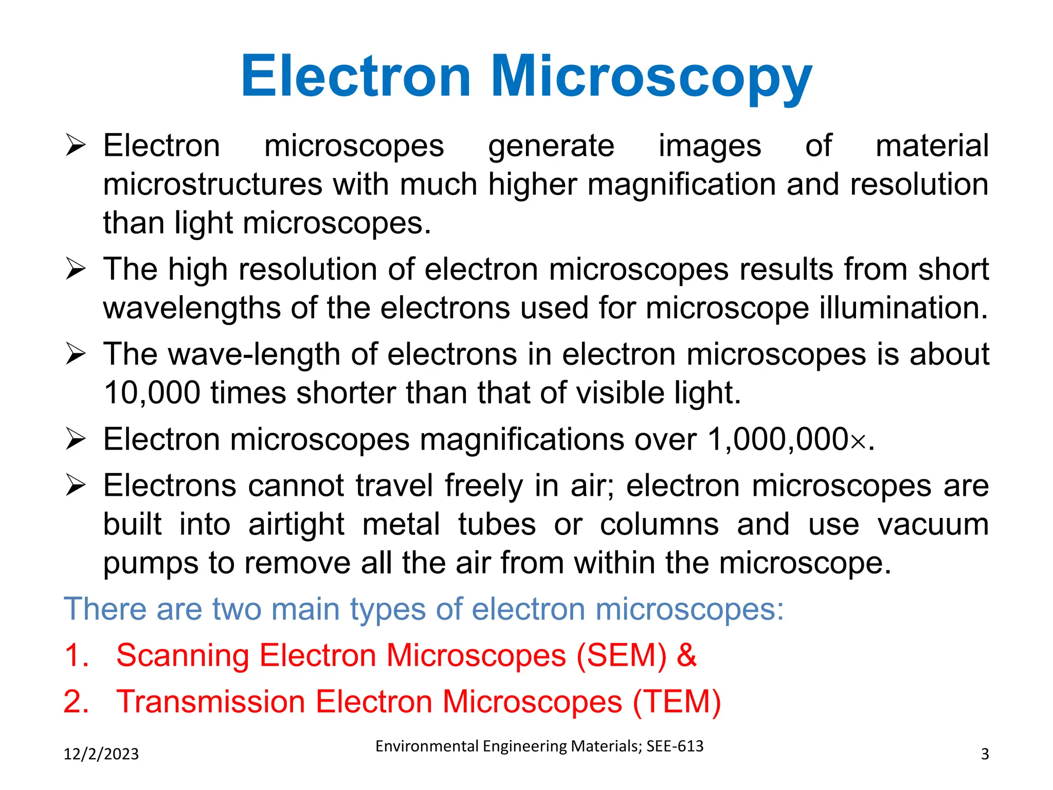 Scanning Electron Microscopes (SEM) & Transmission Electron Microscopes (TEM) | PDF