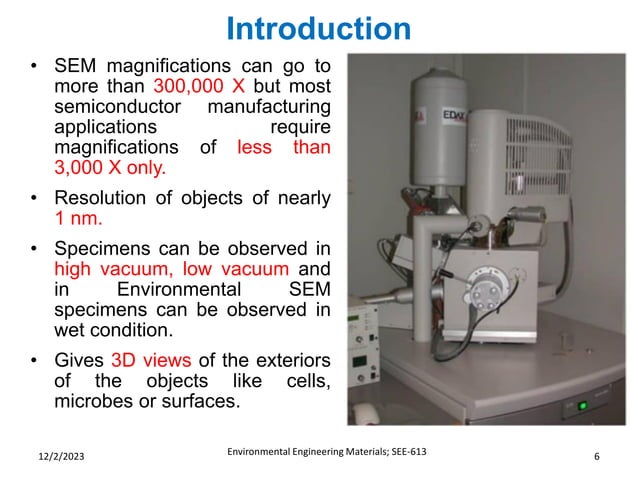 Scanning Electron Microscopes (SEM) & Transmission Electron Microscopes (TEM) | PDF
