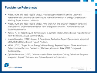 Effective Useful Life and Persistence for Behavioral Programs and Framing the Challenges ...