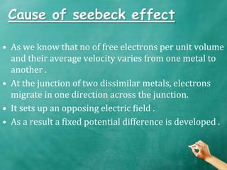 Seebeck effect & peltier effect | PPTX