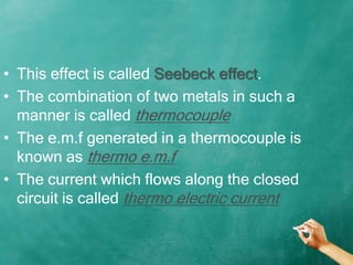 Seebeck effect & peltier effect | PPTX