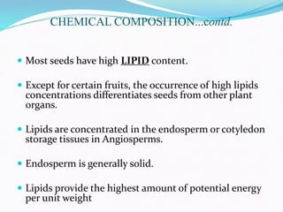 Seed as a Propagation Material : Seed size and Chemical Composition and ...