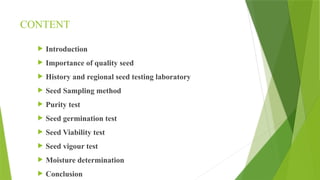 Seed quality testing of vegetable seeds at lab | PPTX
