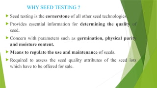 Seed quality testing of vegetable seeds at lab | PPTX