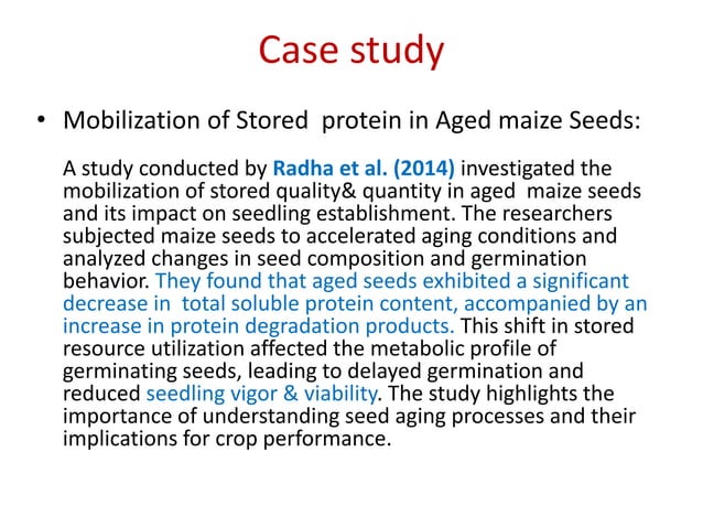 Seed aging and mobilization of stored resources in seed | PPT