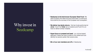 Seedcamp Fund VI Fundraising Deck | PDF