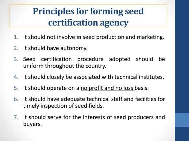 Seed certification | PPTX | Agriculture | Industries