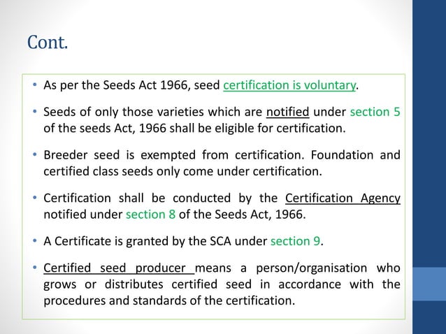 Seed certification | PPTX | Agriculture | Industries