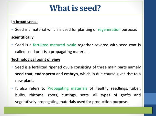 Seed certification | PPTX | Agriculture | Industries