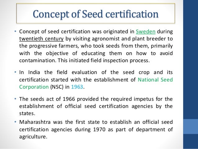 Seed certification