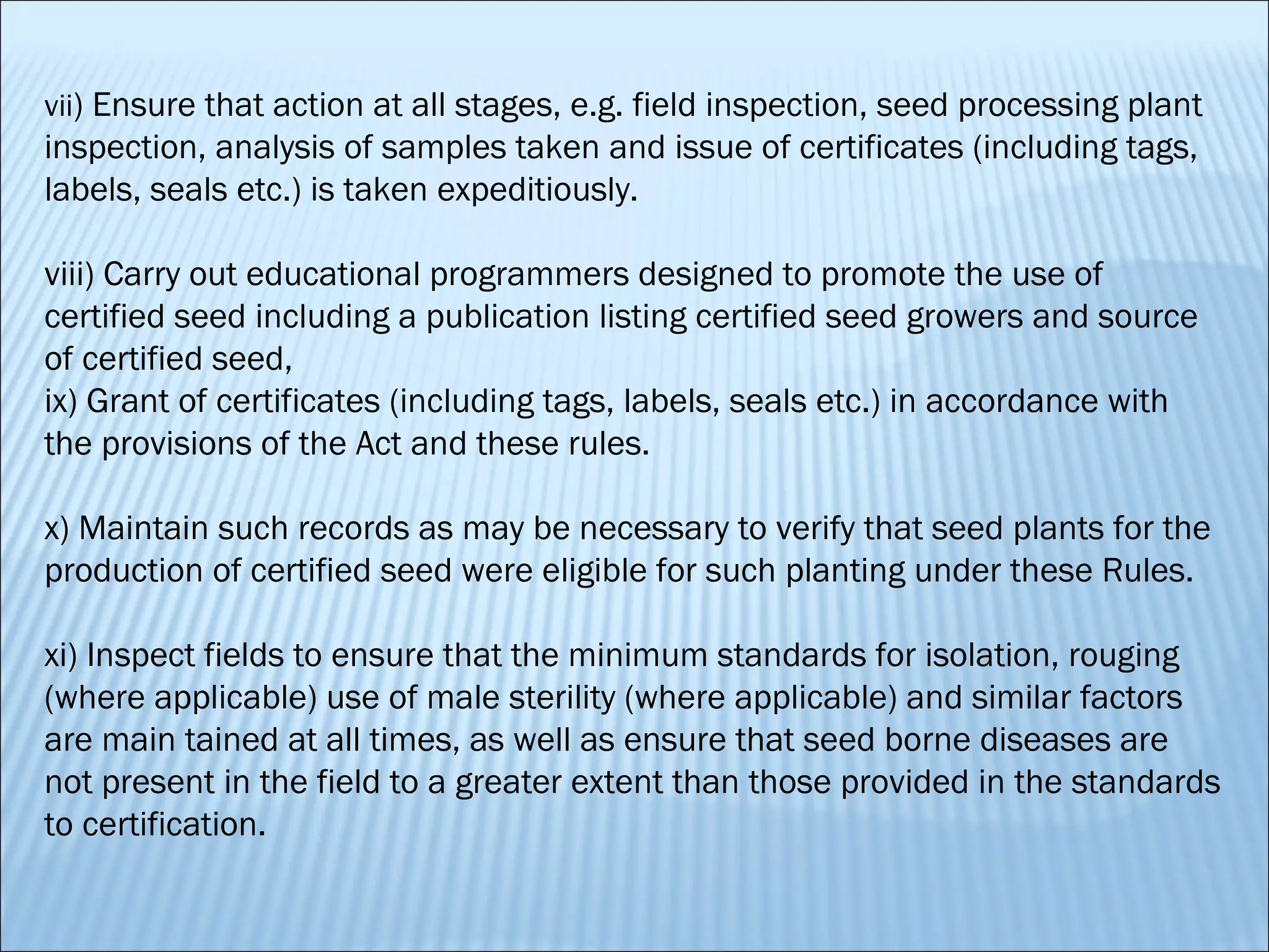 Seed certification | PPT | Agriculture | Industries