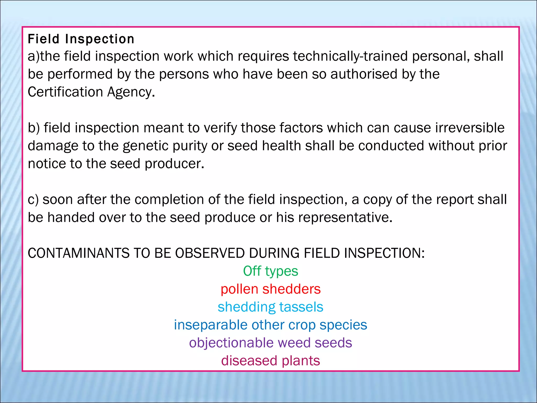 Seed certification | PPT