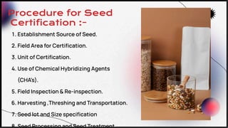Seed Certification Phase and Procedure for Certification | PDF