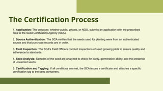 Crop Production, Certification of Sowing Material and New Variety ...