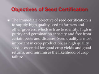 Seed certification and certification process A Lecture By Mr Allah Dad ...