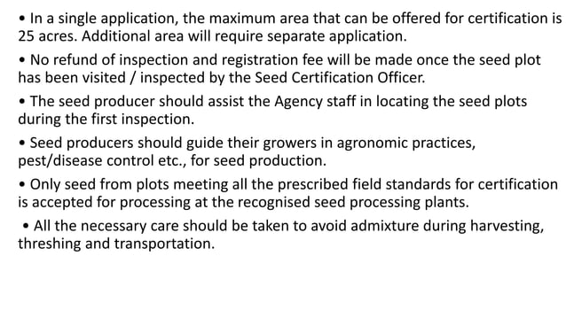 seed certification procedure.pptx | Agriculture | Industries