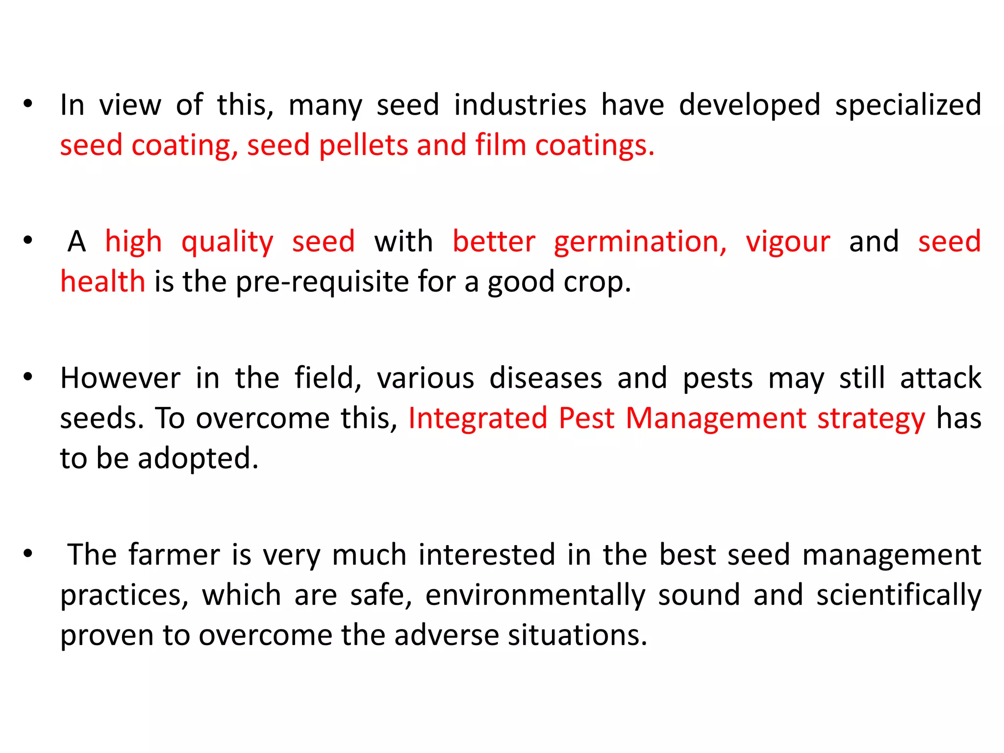 Seed coating a tool for quality seed production | PPTX