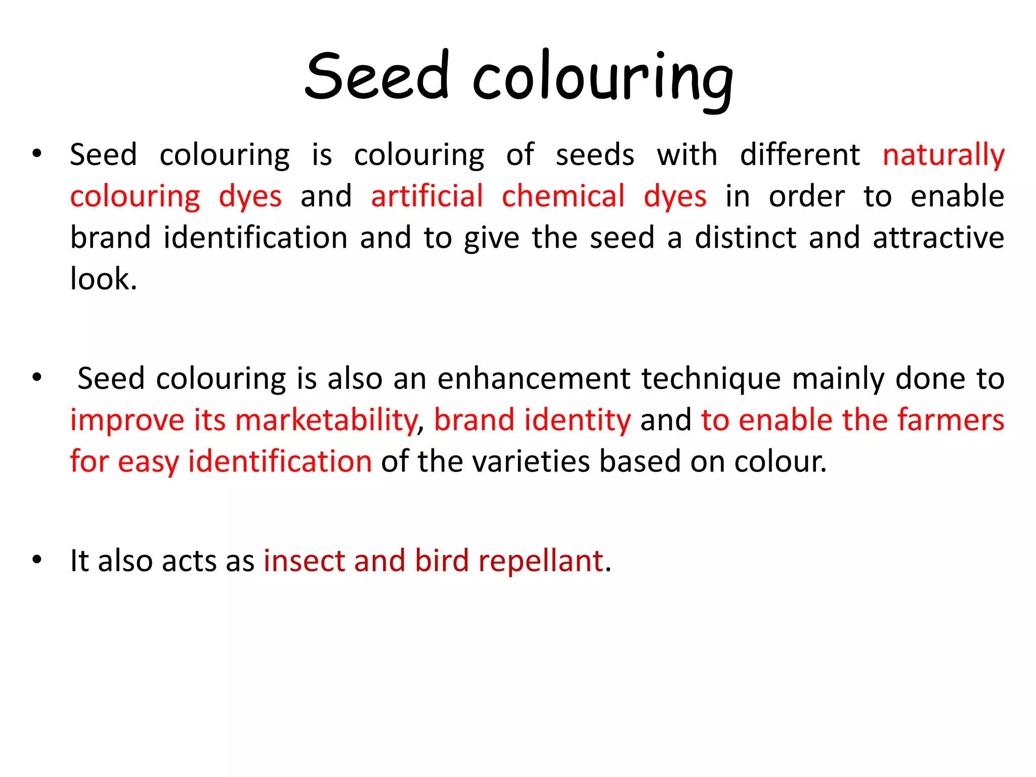 Seed coating a tool for quality seed production | PPTX