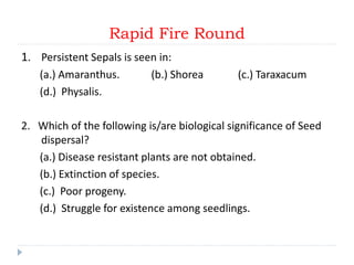 Seed Dispersal (Reproductive Biology of Angiosperms) | PPTX