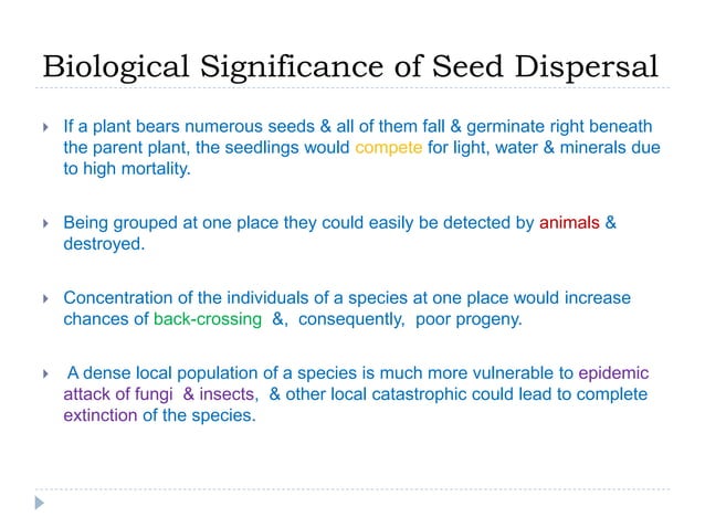 Seed Dispersal (Reproductive Biology of Angiosperms) | PPTX