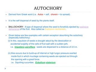 Seed Dispersal (Reproductive Biology of Angiosperms) | PPTX