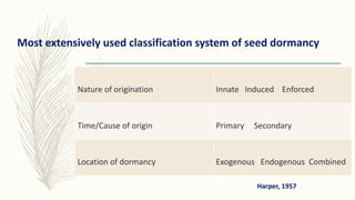 Seed dormancy, its causes and applicability | PPTX